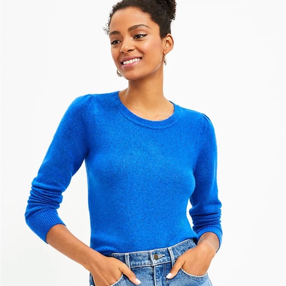 LOFT | Sweaters | Nwt Loft Blue Puff Sleeve Sweater | Poshmark